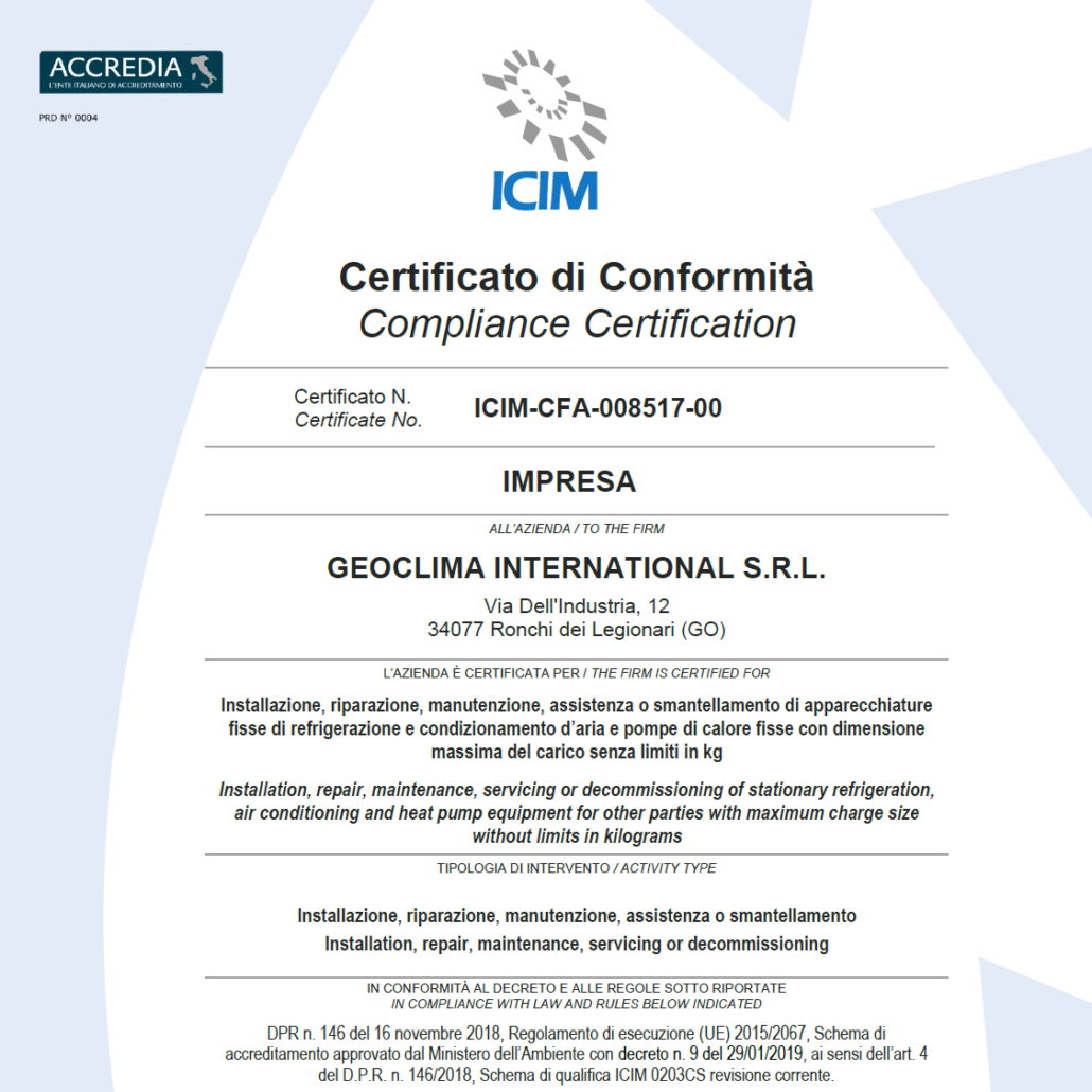 Certified quality from design to final product | Geoclima